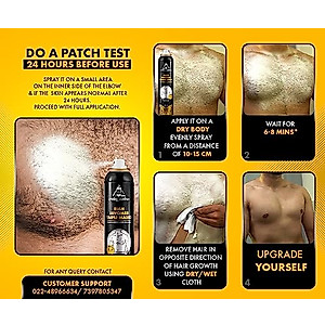 Urbangabru Hair Removal Cream Spray (6.76 Fl Oz) | Painless Body Hair Removal Spray For Chest, Back, Legs & Under Arms (Aloe Vera)