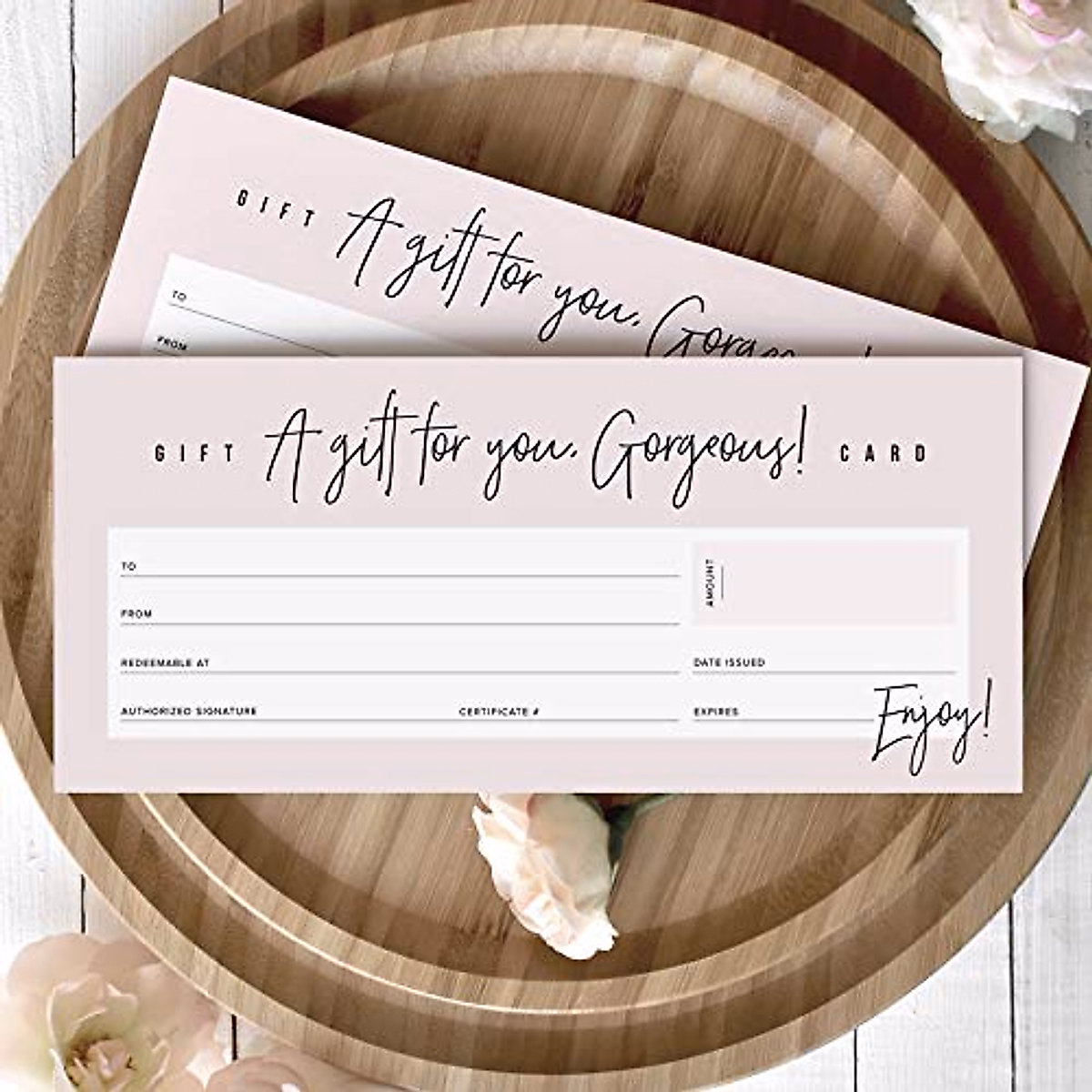 Bliss Collections Blank Gift Certificate, Hello Gorgeous, Card and Paper Vouchers for Small Businesses, Hair Salons, Beauty Bars, Restaurants, 4"x9" Heavyweight Cards (25 Certificates)
