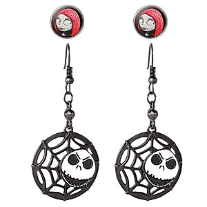 Disney The Nightmare Before Christmas Earrings Set - Jack Skellington Dangling Earrings and Sally Stud Earrings - Disney Jewelry for Women