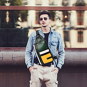 Sling Crossbody Bag for Men Faux Leather Shoulder Sling Chest Backpack Bag (Green)