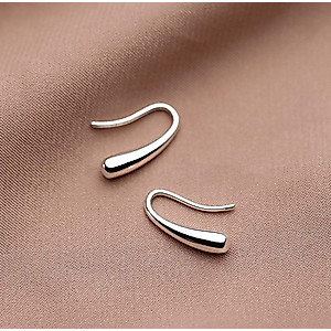 SLUYNZ 925 Sterling Silver Teardrop Earrings Drop for Women Teen Girls Waterdrop Earrings Small Hook Earrings (A-Silver)