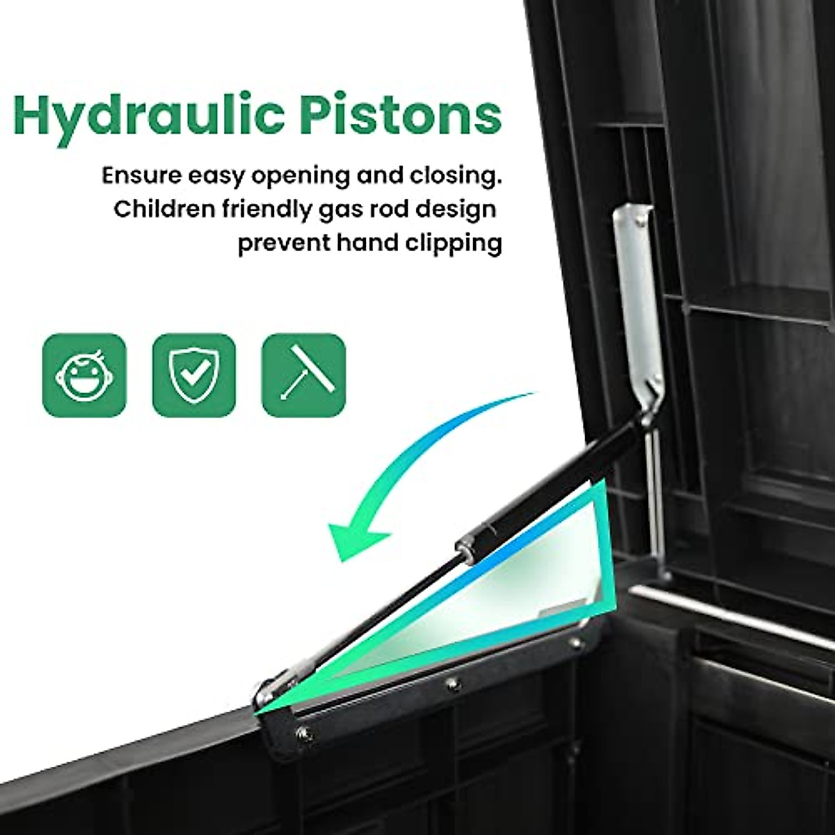 Large 120 Gallons Weather Resistant Outdoor Deck Box Lockable Patio Storage Box Outside Cushion Organization Storage Bench for Patio Cushions, Garden Tools and Pool Toys - Black. Free Patio Cover Included