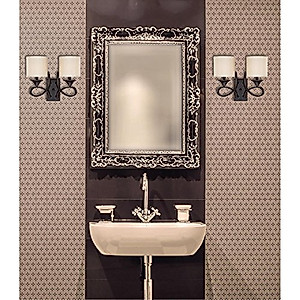 Westinghouse Lighting 6302700 Lenola Two-Light Indoor Wall Fixture, Amber Bronze Finish with Beige Fabric Shades