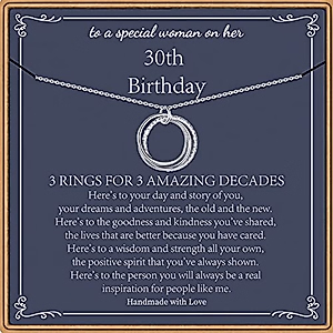 30th Birthday Gifts for Women, 3 Circle Necklace 30th Birthday Gifts Jewelry for Women Her Thirty 30 Years Old Birthday Gifts for 30 year old Woman Three 3 Decades Birthday Necklace for Women