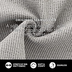 Hanes Women's Originals Seamless Stretchy Ribbed Hi-Leg Bikini Panties Pack, Assorted, 6-Pack, Black/Heritage Grey Marle, X Large