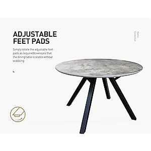 Acanva Small Round Dining Table for 4 Person, MDF & HPL Surface and Sturdy Base Structure, Modern Design for Kitchen, Living Room & Apartment, Easy Assembly, 43.3” Diam. x 30” H, Grey Concrete