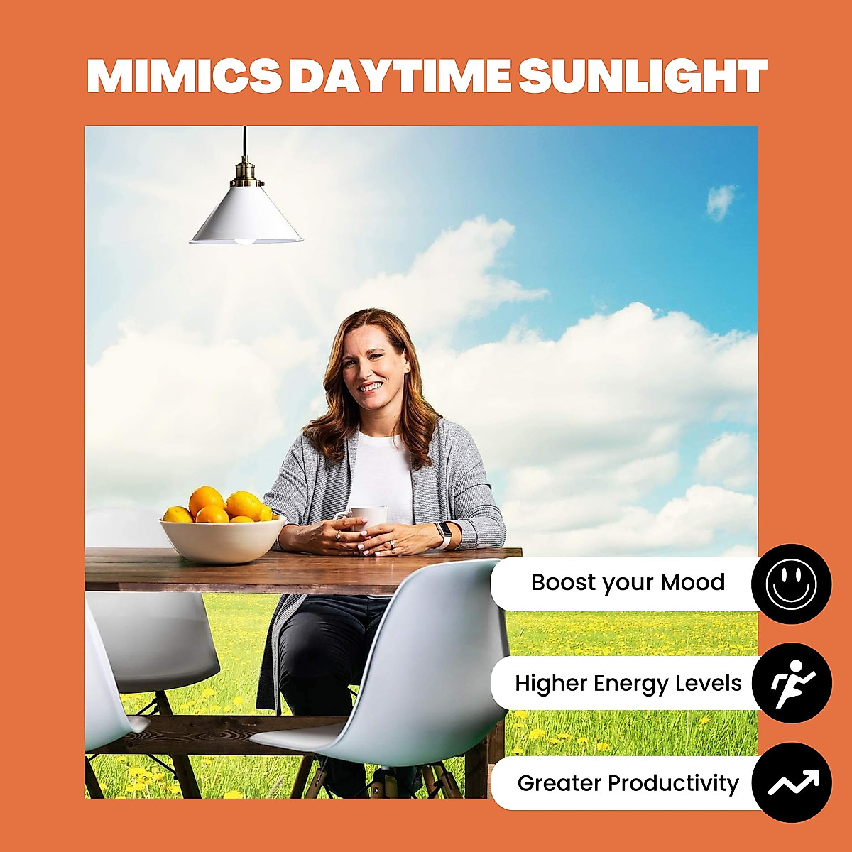 NorbSMILE Full-Spectrum “Sunlike” Premium A19 LED Light Bulb. Boosts Energy, Mood & Performance. Supports Circadian Rhythm. Near-Perfect Color Rendering. Patented Technology US Based (1-Pack)