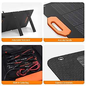 GRECELL 100W Solar Panel for Power Station Generator, 21.5V Portable Foldable Solar Panel with Fast Charger and Adjustable Kickstand Solar Cell Charger for Outdoor Camping RV Van Travel