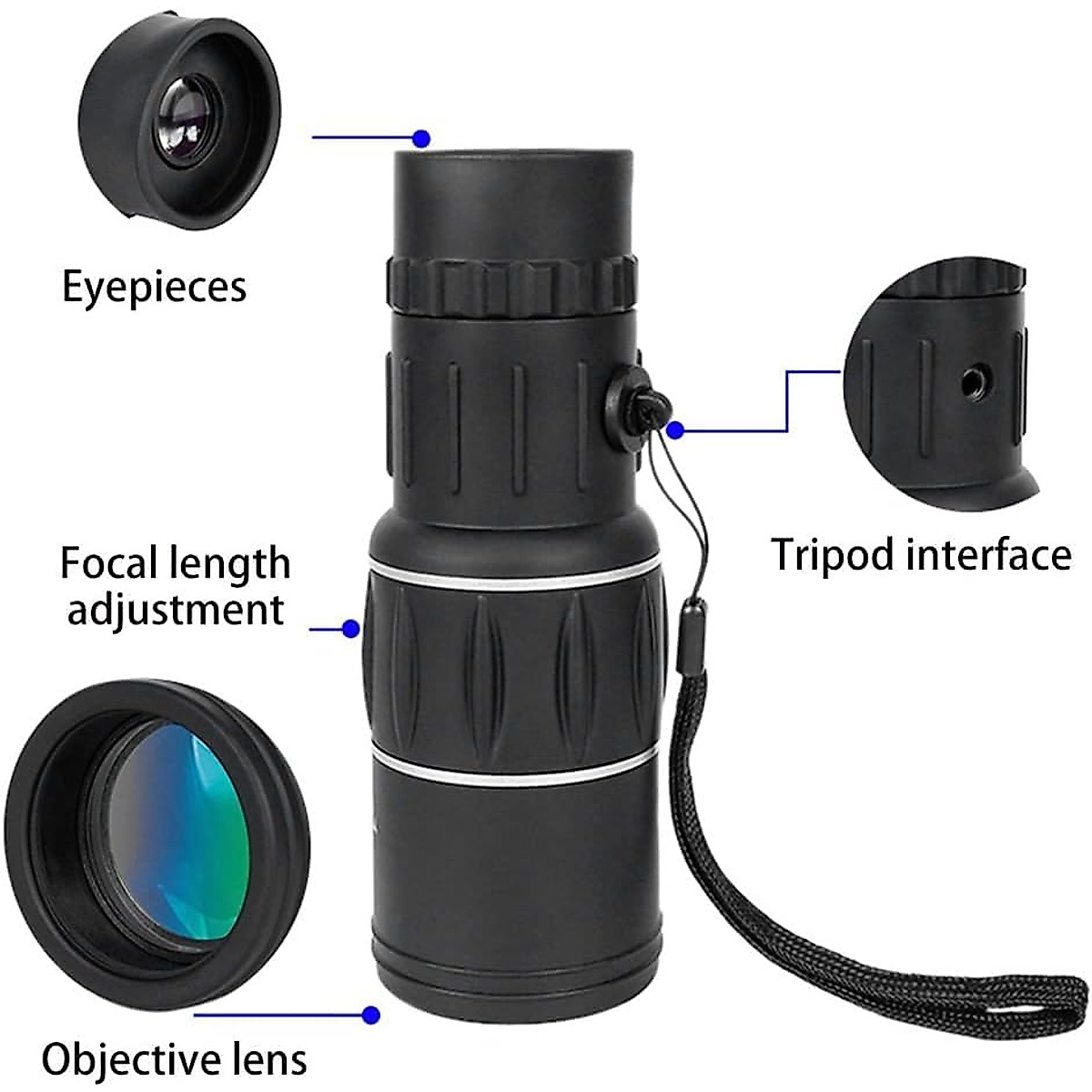 PankooMonocular 16X52 Hd Monocular for Adults-FMC Compact Monocular Handheld monocular Telescope for Birds Watching, Wildlife, Concert,Focus Scope with Wrist Strap, Gifts for Children