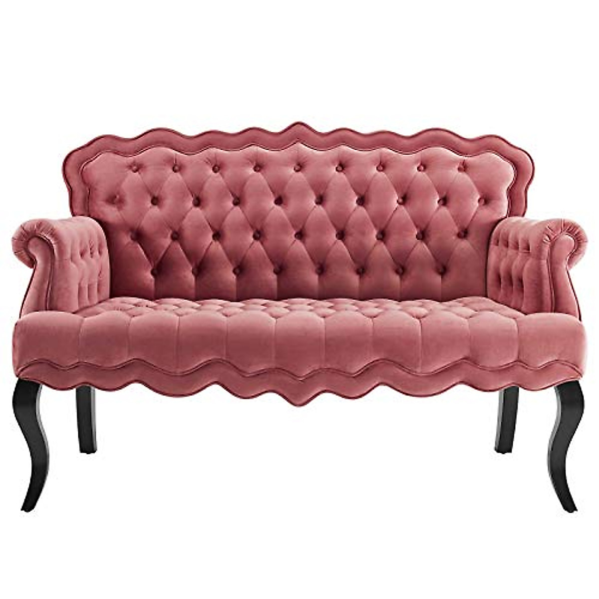 Modway Viola Tufted Velvet Modern Chesterfield Style Settee Loveseat In Dusty Rose