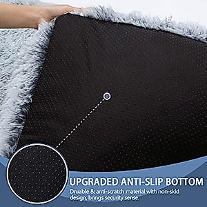 WAYIMPRESS Large Dog Crate Bed Crate Pad Mat for Medium Small Dogs&Cats,Fulffy Faux Fur Kennel Pad Comfy Self Warming Non-Slip Dog Beds for Sleeping and Anti Anxiety (36x23x3.5 Inch, Grey)