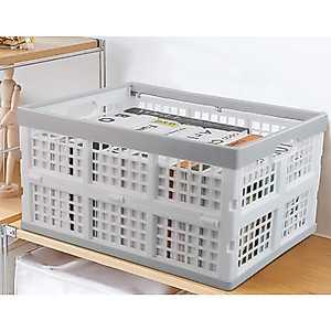 Kiddream 30 Liter Plastic Collapsible Storage Crates, Foldable Basket Bin Set of 3
