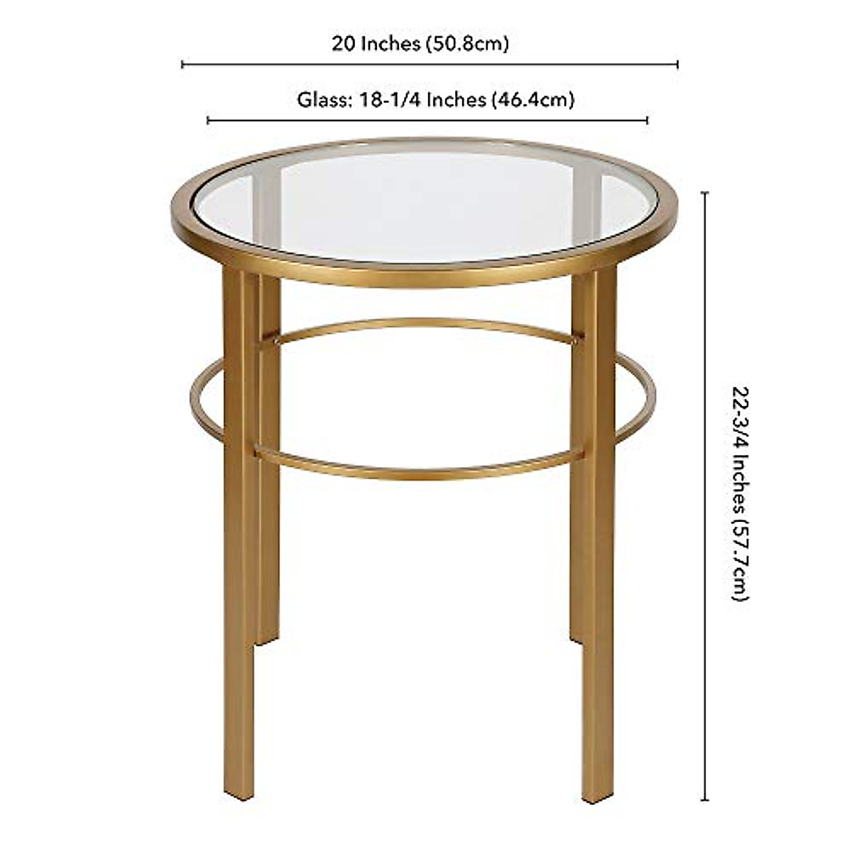 Henn&Hart 20" Wide Round Side Table in Brass, Table for Living Room, Bedroom
