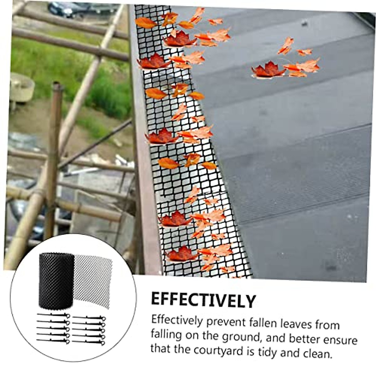 DOITOOL 1 Set Anti-Falling Net Roof Gutter Guard Mesh Fence Net Cover Mesh Strainer Downspout Filter Plastic Fencing Sink Nets Plastic Gutter Guard Plastic Gutter Guard Net Mesh Black Leaf