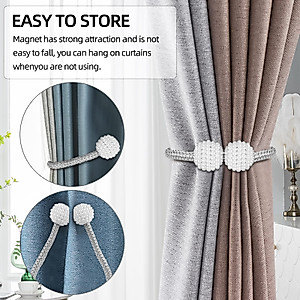 MAJOYLIFE Magnetic Curtain Tiebacks 6 Pack,Curtain Holdbacks Magnetic,Pearl Curtain Tie Backs for Home and Office Decoration(Grey)