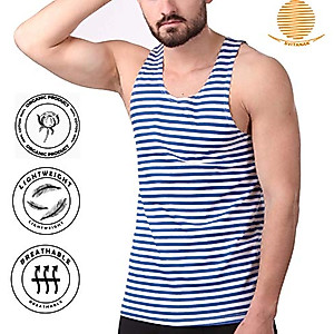 Svitanak Russian USSR Soviet Military Army T-Shirt Tank TOP Vest Blue White Sailor's Striped Vest (XL)