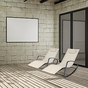 WeCooper Lounge Chair, Outdoor Patio Chaise Lounges with Detachable Pillow for Lawn, Pool Lounge Chairs Beige, Twin Pack