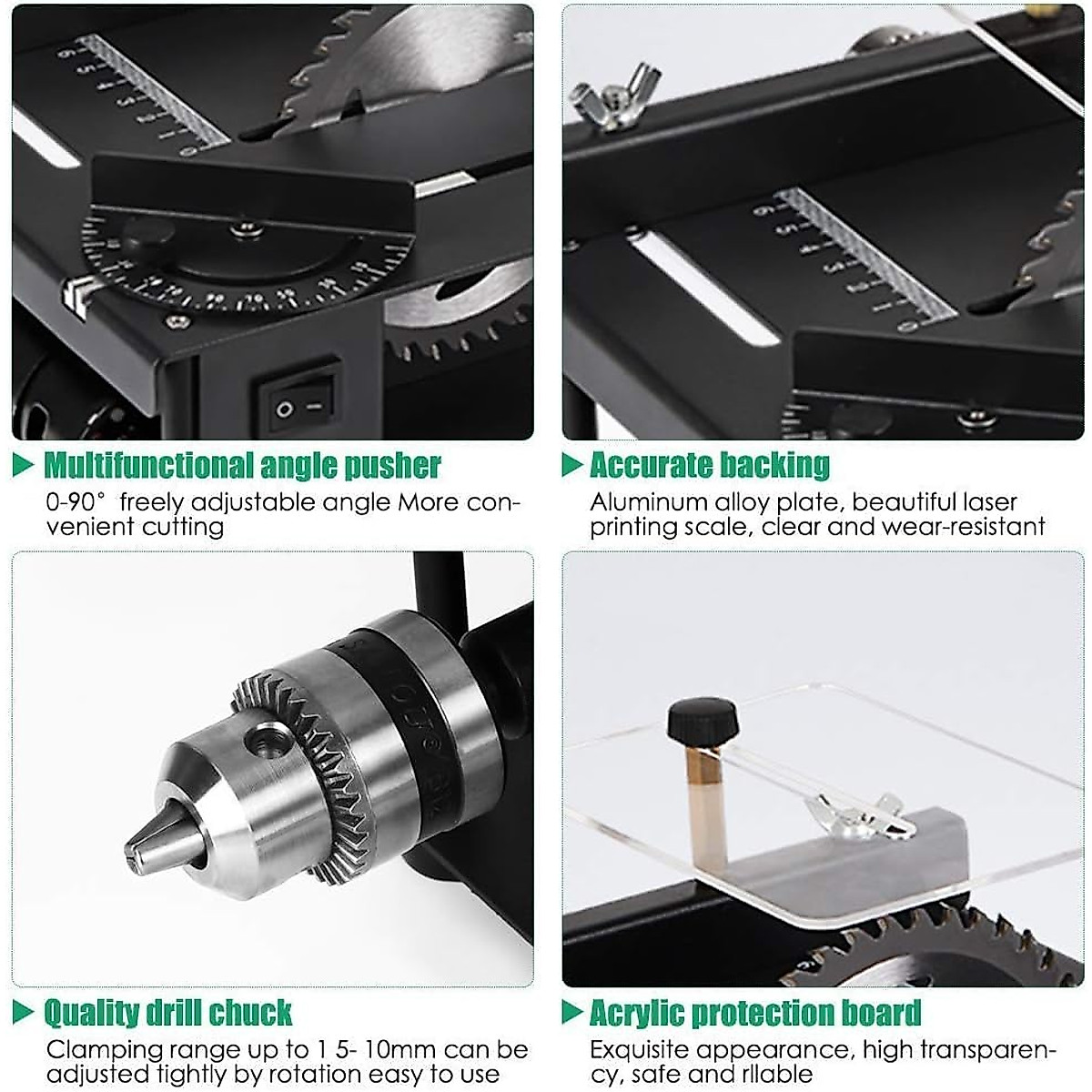 Mini Table Saw Multifunctional Small Table Saw | Cutting | Sanding | Engraving | Drilling | All-in-One Machine, Precision Craftsman Table Saw,7 Levels of Speed,0-90° Angle Adjustment