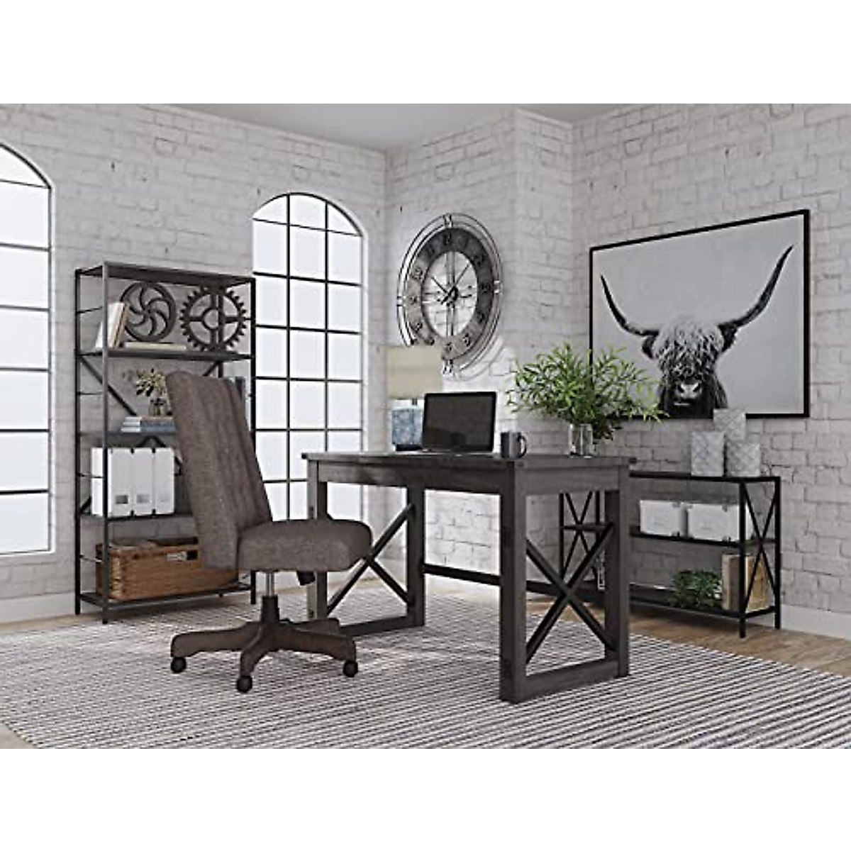 Signature Design by Ashley Freedan Home Office Desk, 36"W x 20"D x 36"H, Dark Gray