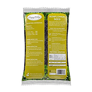 Happy Wings Black Oil Sunflower Bird Food, 5 Pounds | No Grow Seed | Bird Seed for Wild Birds