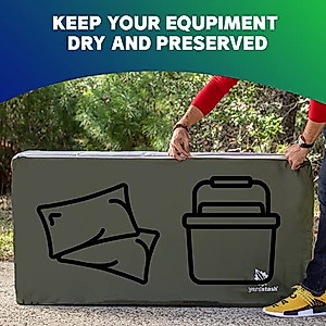 YardStash Deck Box Cover - Heavy Duty, Waterproof Covers for Outdoor Cushion Storage and Large Deck Boxes - Protects from Rain, Wind and Snow - XL - Green