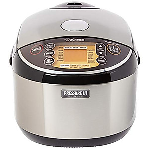 Zojirushi Pressure Induction Heating Rice Cooker & Warmer, 10 Cup, Stainless Black, Made in Japan