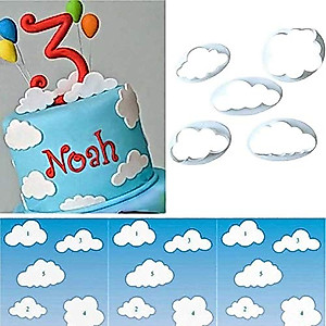 Palksky Cloud Fondant Cutter Fluffy Cloud Plastic Cookie Cutter Cake Mold Sugar Craft Mold Cake Decorating Tools(5PCS)
