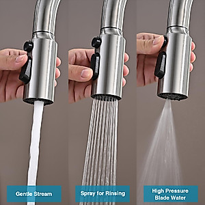 Metal Kitchen Faucet Head Replacement, 3-Function Sink Faucet Head High Pressure, Pull Down Kitchen Sink Sprayer Replacement with 9 Adapters Compatible with American Standard, Brushed Nickel