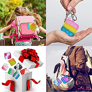 Random 50 pcs Color Mini Squeeze Pop Bubble Fidget Sensory Toys, Mini Keychain Wrap Small Relieve Anxiety Stress Toy, Pop Bulk Silicone Classroom Prize for Kids Adult Party Gift