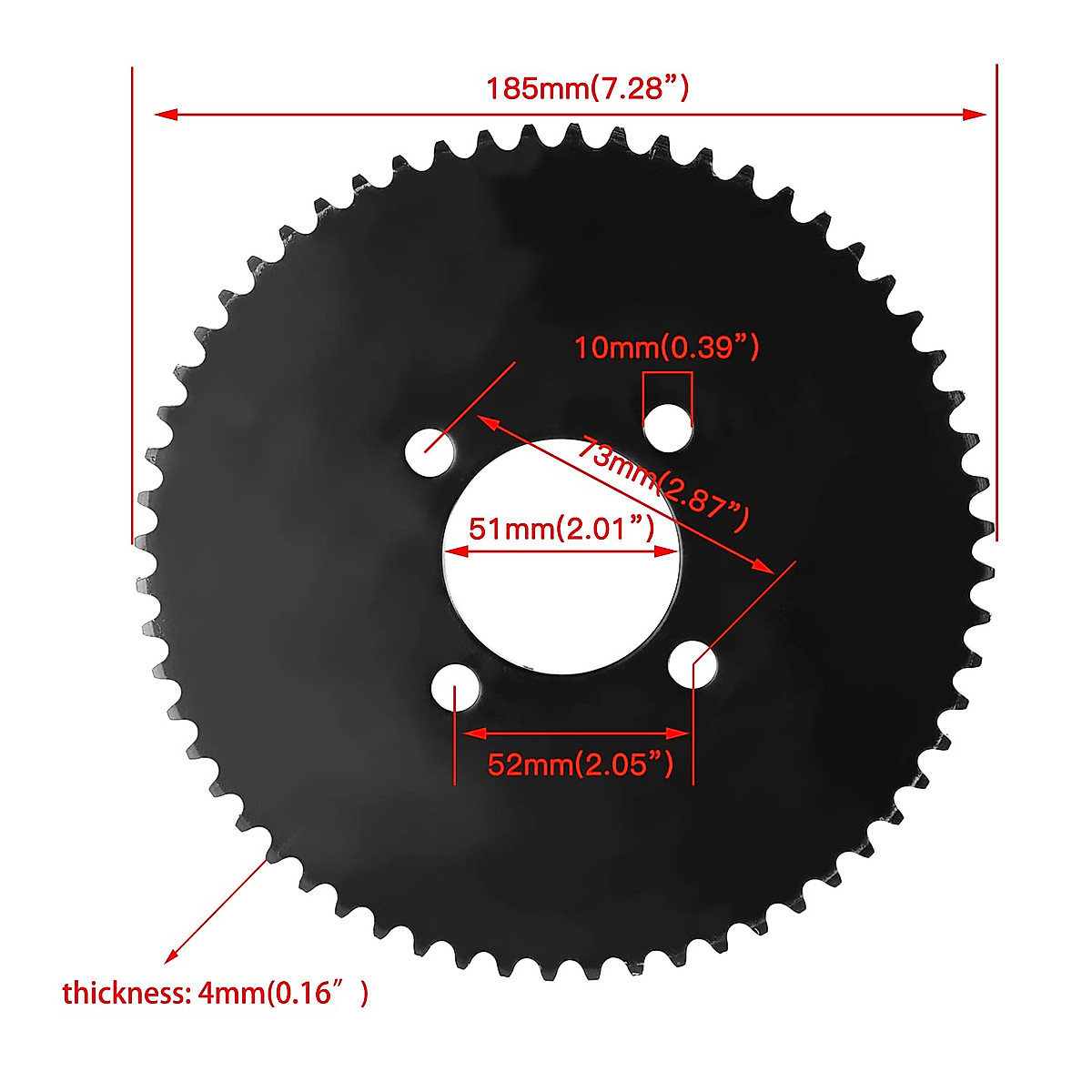 YOXUFA 60 Tooth Sprocket 35 Chain 51mm Bore Replacement for Go Cart Kart Predator 79cc 212cc 420cc 6.5hp 13hp Engine Go Cart Kart Drift Trike ATV Heavy Duty Steel Powersports Accessoried Parts
