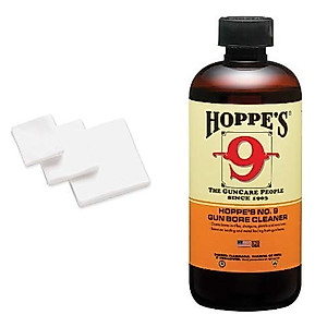 Hoppe's No. 9 Gun Cleaning Patch, .38-.45 Caliber/.410-20-Guage (500 Pack) AND Hoppe's No. 9 Gun Bore Cleaner, 32 oz. Bottle