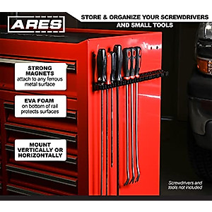 ARES 62028 - Green 16.5-Inch Hand Tool Holder - Aluminum Rail Stores up to 16 Screwdrivers or Small Tools and Keeps Your Garage Organized