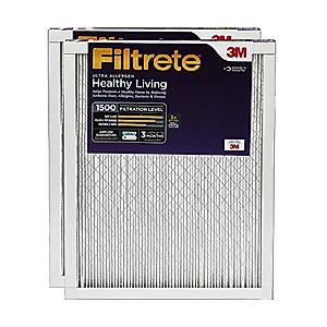 Filtrete 18x24x1 Air Filter, MPR 1500, MERV 12, Healthy Living Ultra-Allergen 3-Month Pleated 1-Inch Air Filters, 2 Filters