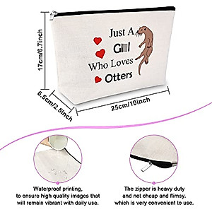Otter Lover Gift for Women Makeup Bag Otter Gift for Teen Sea Otter Gift for Daughter Otter Themed Gift Otter Animal Lover Gift Cosmetic Bag Zookeeper Birthday Gift Christmas Gifts Zipper Travel Bag
