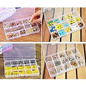 Yansanido 4 Pcs 15 Grids Clear 6.85 Inch x 3.85 Inch Adjustable Small Removable Clear Plastic Jewelry Organizer Divider Storage Box Jewelry Earring Tool Containers (4 Pcs Clear)