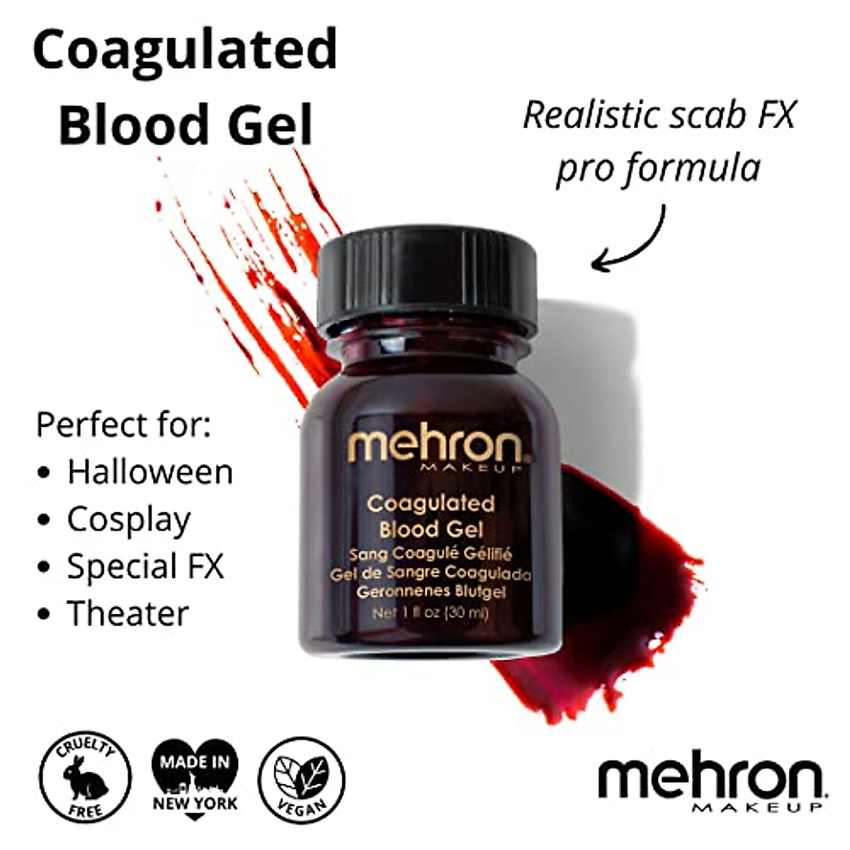 Mehron Makeup Coagulated Blood Gel | Fake Blood Makeup | SFX Makeup for Halloween 1 oz (30 g)