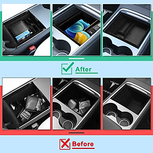 XINTUO (5 Pack 3PC Upgraded Center Console Organizer Tray Compatible for 2023 2022 2021 Tesla Model 3 Model Y Accessories Armrest Hidden Drawer Storage Box 1PC Cup Holder 1PC Armrest Cover Whiteg