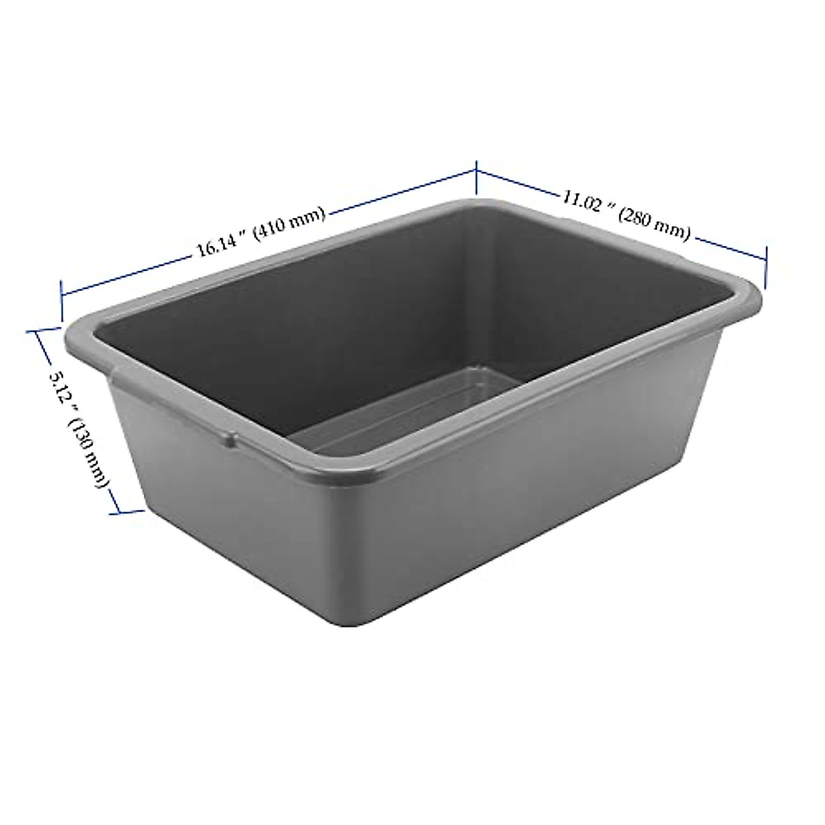 HEIHAK 4 Packs 13 L Plastic Bus Tub, Gray Commercial Bus Box Tote Box, Rectangle Utility Dish Tub for Kitchen, Restaurant, Cafeteria
