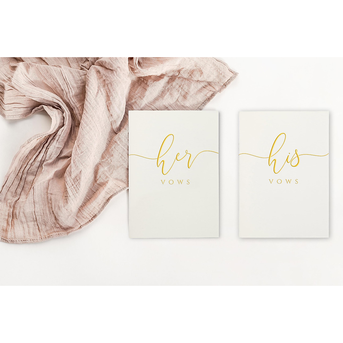 UNITED ESELL Ivory Wedding Vow Books His and Hers – Real Gold Foil Bride and Wedding Notebook with 28 Pages - 5,9" x 3.9" – Vow Renewal - Bridal Shower Gifts - Time Capsule Love Letter (Gold)