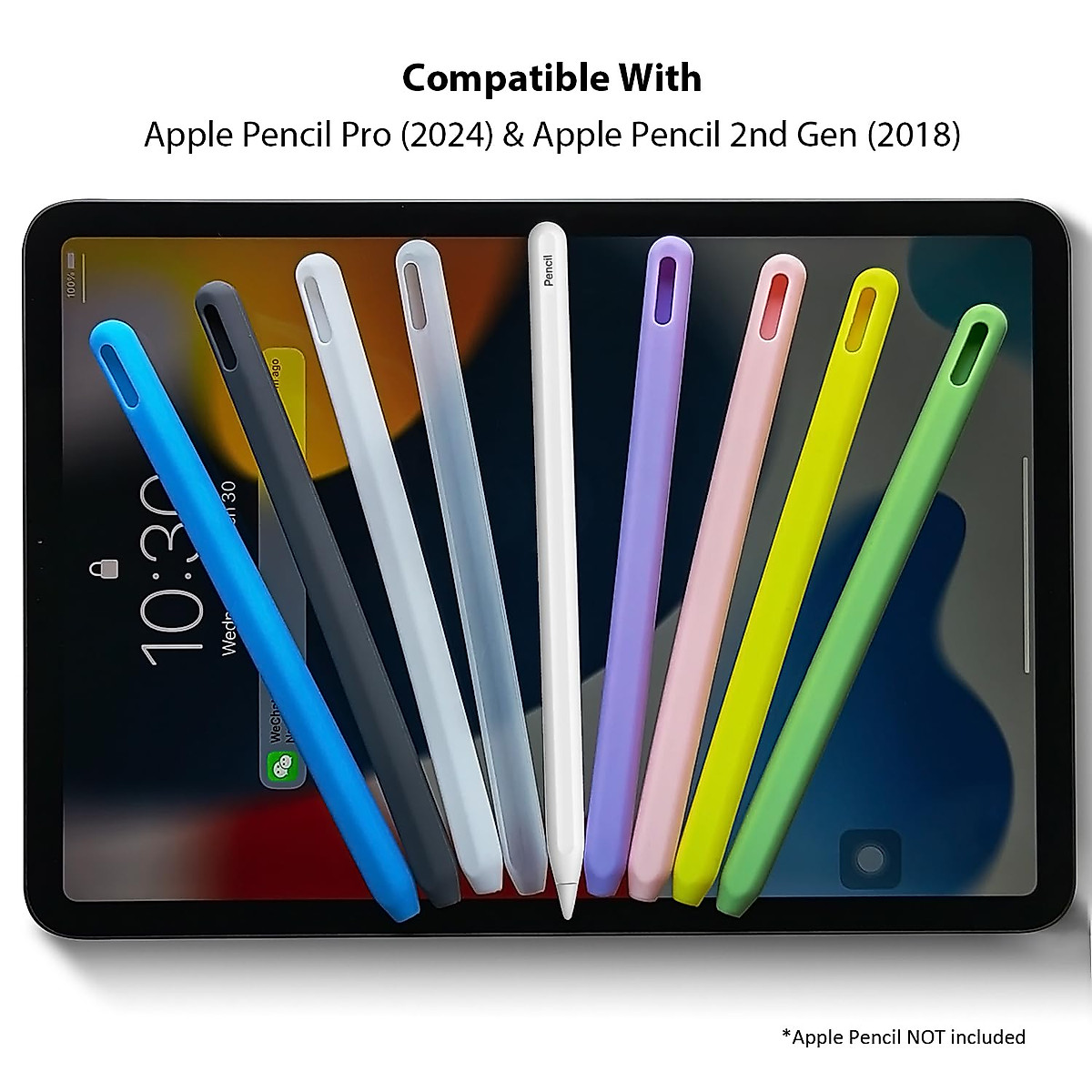 Slim Soft Silicone Sleeve Case Compatible with Apple Pencil 2nd Generation Only, Protective Grip Cover Skin for iPad Apple Pencil 2nd Gen (White)