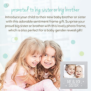 tiny ideas Me and My Sister Picture Frame, Baby Keepsake Frame, Sibling Gifts for Sisters, Brothers, Birthday, Shower, Baptism, Newborn Nursery Decor, 4x6 Photo Insert, Grey