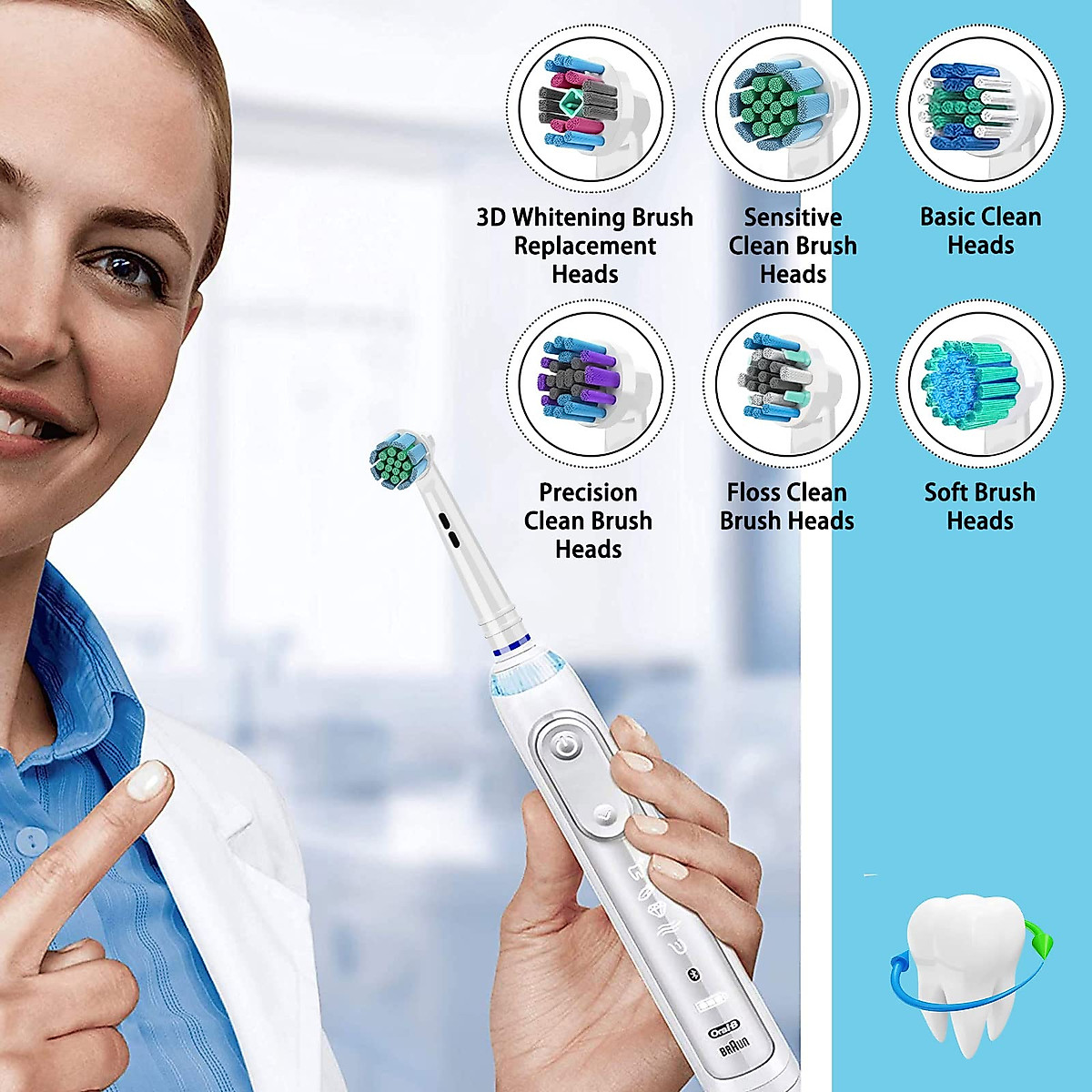 Brush Heads Replacement Compatiable for Oral b Barun,Electric Toothbrush Heads with Dupont Bristles Contain Precision,Floss,Cross,3D Clean Compatible with Oral-B 7000/Pro 1000/9600/ 5000/3000/8000