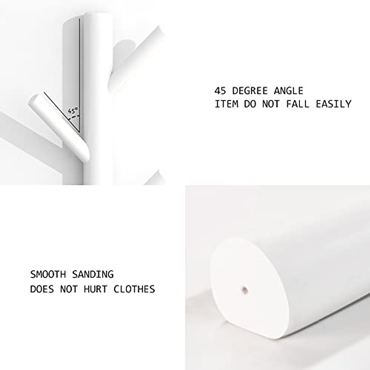 6 Hooks Hanging Modern Wall Mounted Coat and Hat Rack,Wood Hook Wall Decor Hanger for Bedroom and Entryway，Heavy Duty Easy Assembly - 2 Pack White (24 inch)