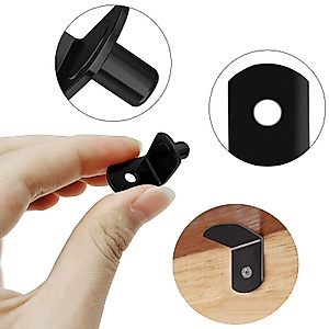 40 Pcs Shelf Pins Pegs,1/4 Inch L-Shaped Shelf Support Pegs,Bookshelf Pegs for Shelves,Cabinet Shelf Bracket Pegs with Hole,Shelf Pins Holders for Kitchen Furniture & Closet (Black)