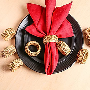 Goroly Home Natural Rattan Decorative Napkin Rings Set of 12, Serviette Napkin Rings Bulk for Party Decoration, Table Top Décor for Dinning Table, Everyday, Christmas, Easter Family Gatherings