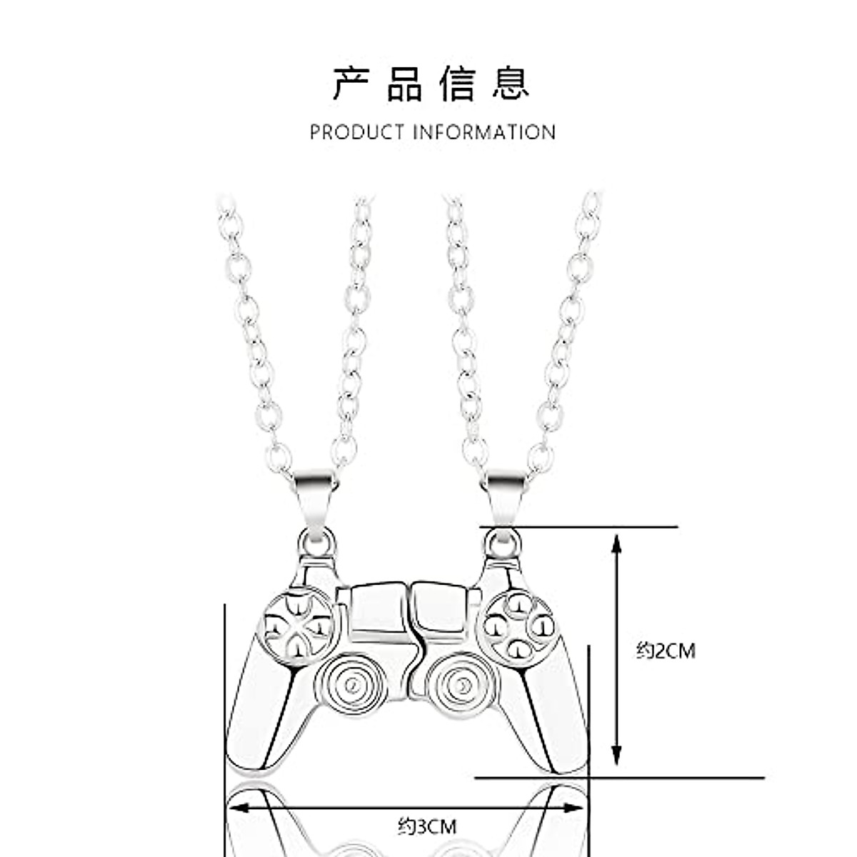 COLORFUL BLING 1 Pair Game Controller Matching Couple Pendant Necklaces Set Game Pad Friendship BFF Best Friends for Him and Her Street Hiphop Jewelry-Gold Silver