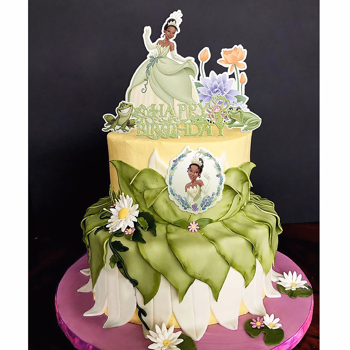 Cake Decorations for Tiana Cake Toppers, Sparkling HB Princess Theme Birthday Supplies Favor, 6 Pcs