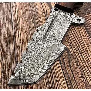 TR-1168 Custom Handmade Damascus Steel 10 Inches Tracker Knife - Perfect Grip walnut wood Handle (TR-987) (TR-2195)