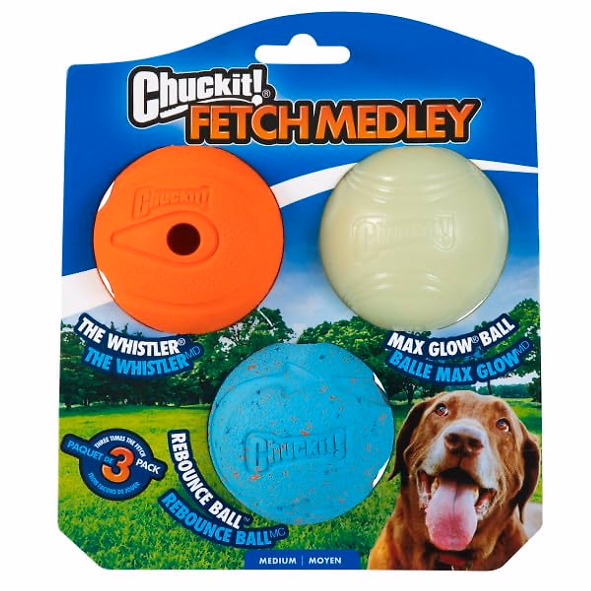 Chuckit! Fetch Medley Ball Set Dog Toys, Medium (2.5 Inch) 3 Pack