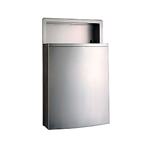 Bobrick B-43644 Waste Receptacle, Contura Series Recessed 12.8-Gallon - Satin Finish Stainless Steel